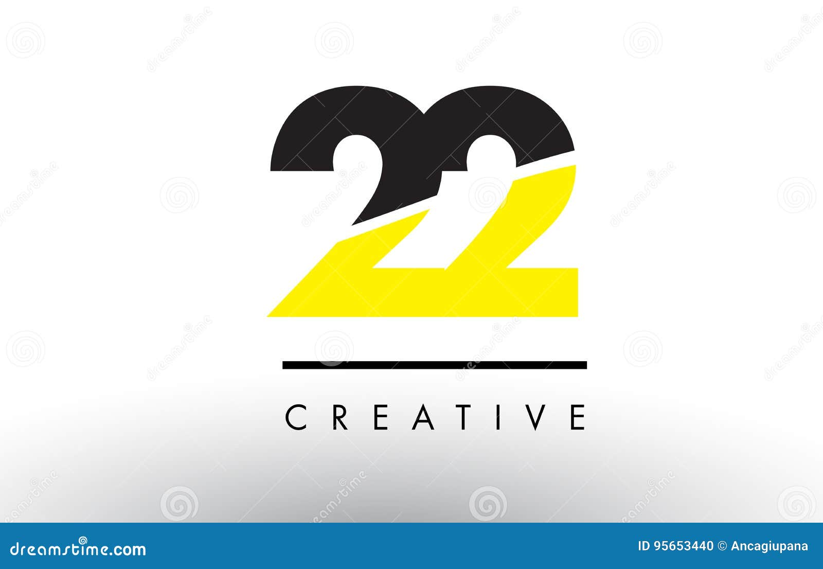 22 Black and Yellow Number Logo Design. Stock Vector - Illustration of ...