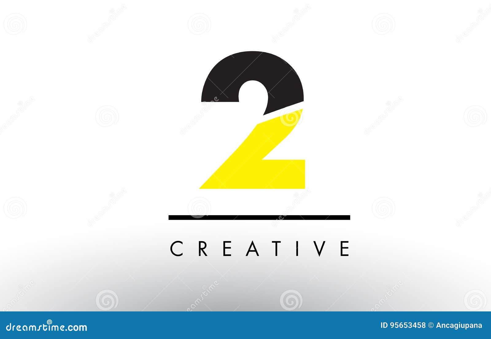 2 Black and Yellow Number Logo Design. Stock Vector - Illustration of ...