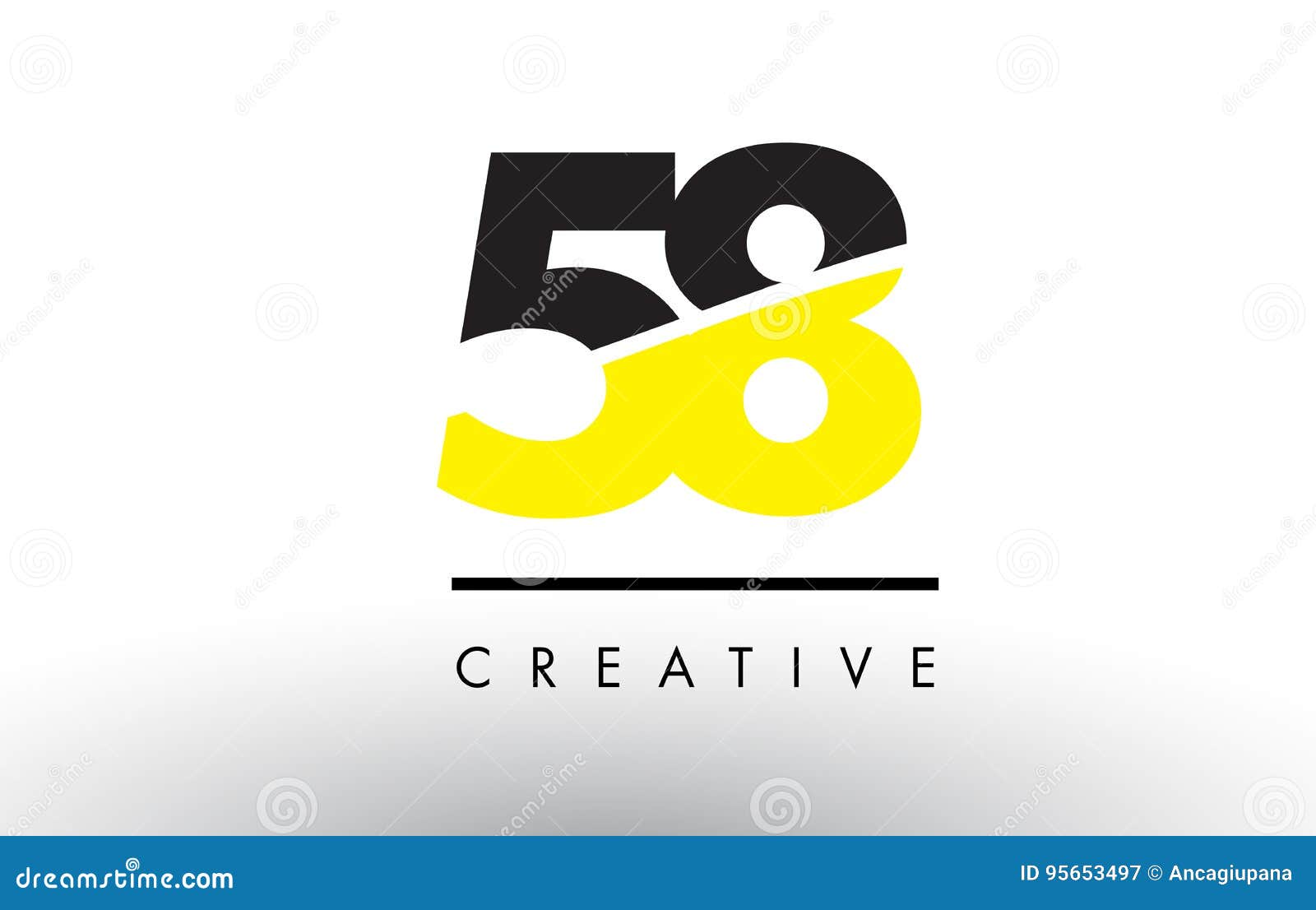 58 Black and Yellow Number Logo Design. Stock Vector - Illustration of ...