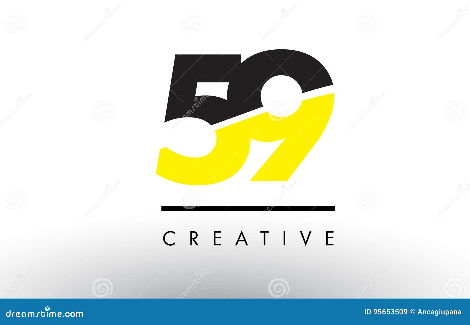 59 Black and Yellow Number Logo Design. Stock Vector - Illustration of ...