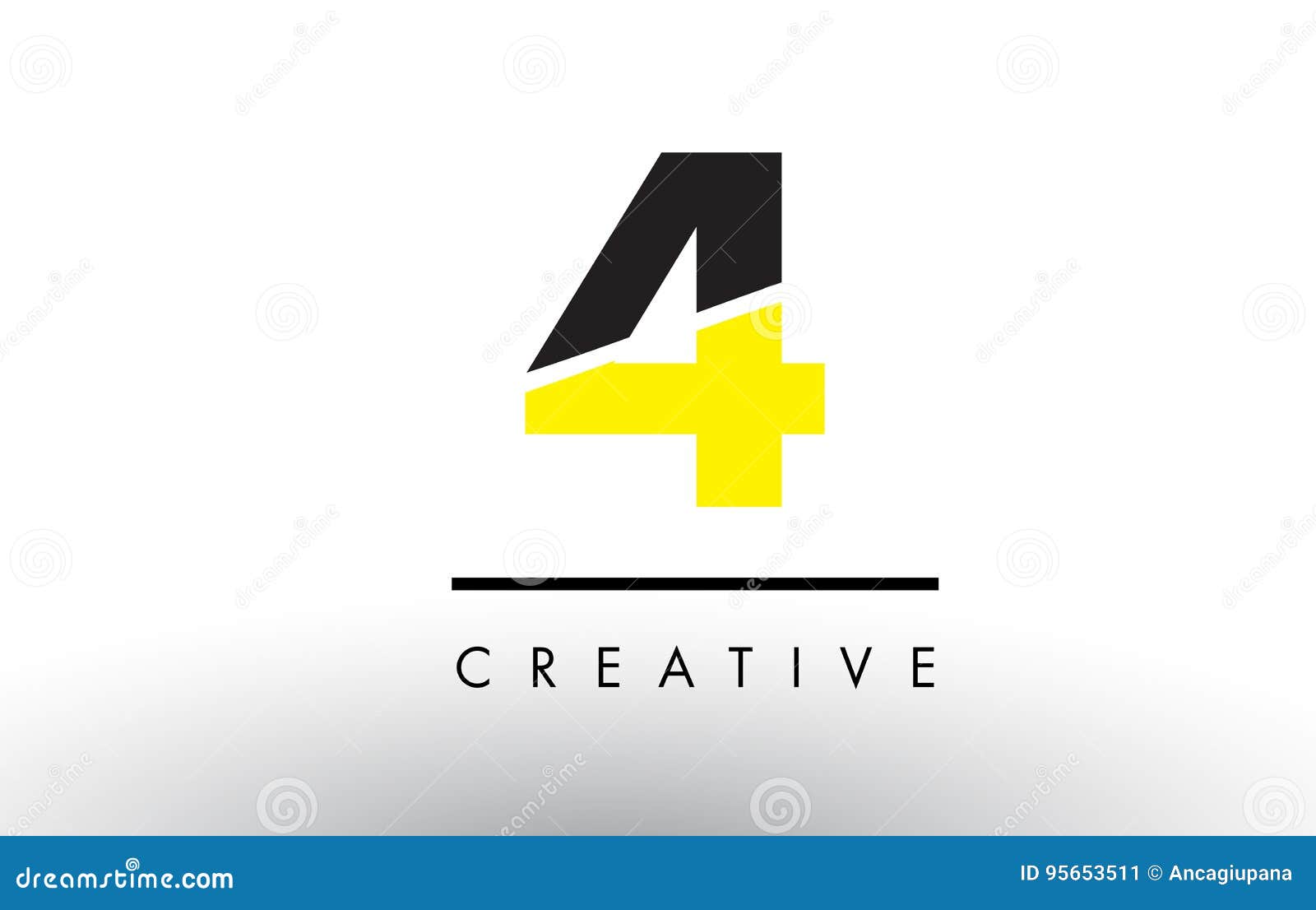 4 Black and Yellow Number Logo Design. Stock Vector - Illustration of ...