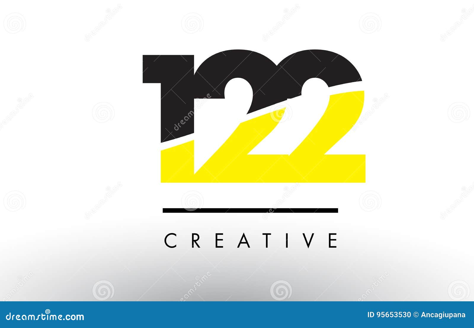 122 Black and Yellow Number Logo Design. Stock Vector - Illustration of ...