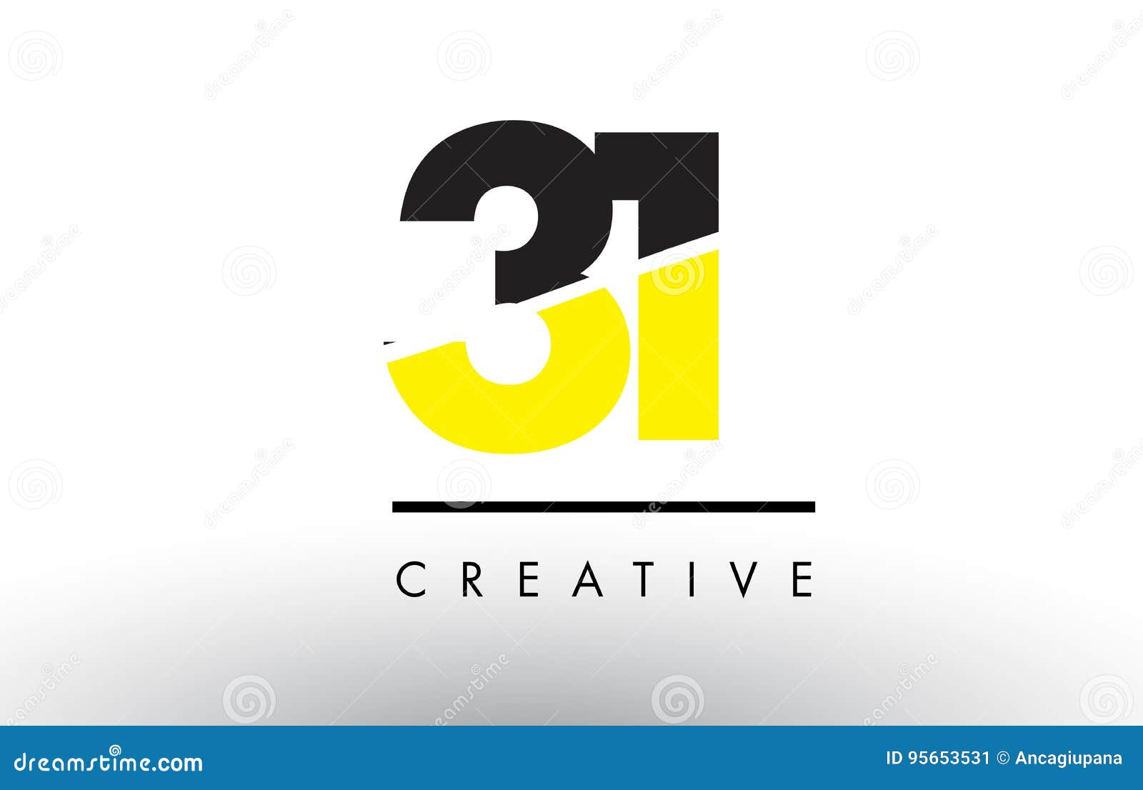 31 Black and Yellow Number Logo Design. Stock Vector - Illustration of ...