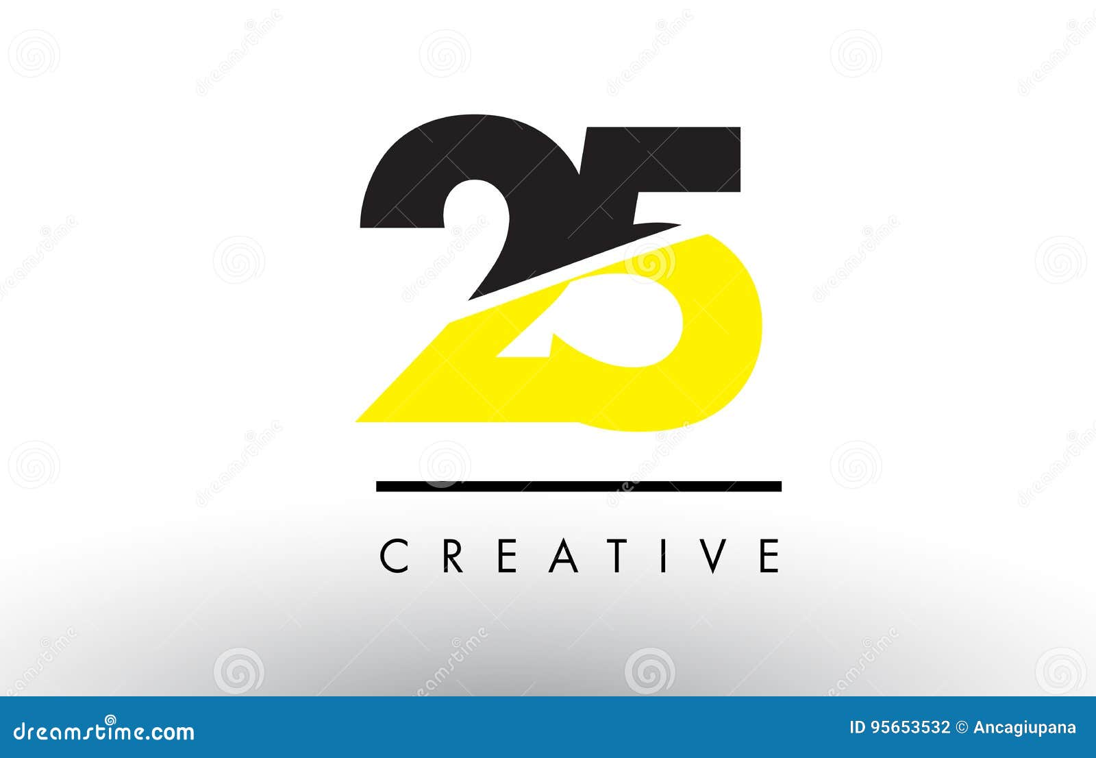 25 Black and Yellow Number Logo Design. Stock Vector - Illustration of ...