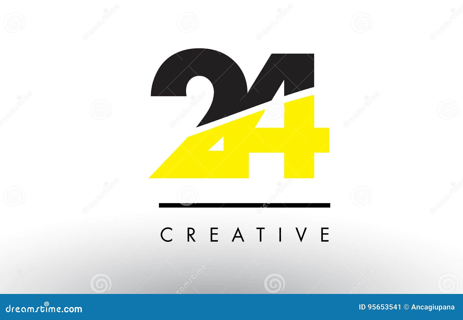 24 Black and Yellow Number Logo Design. Stock Vector - Illustration of ...