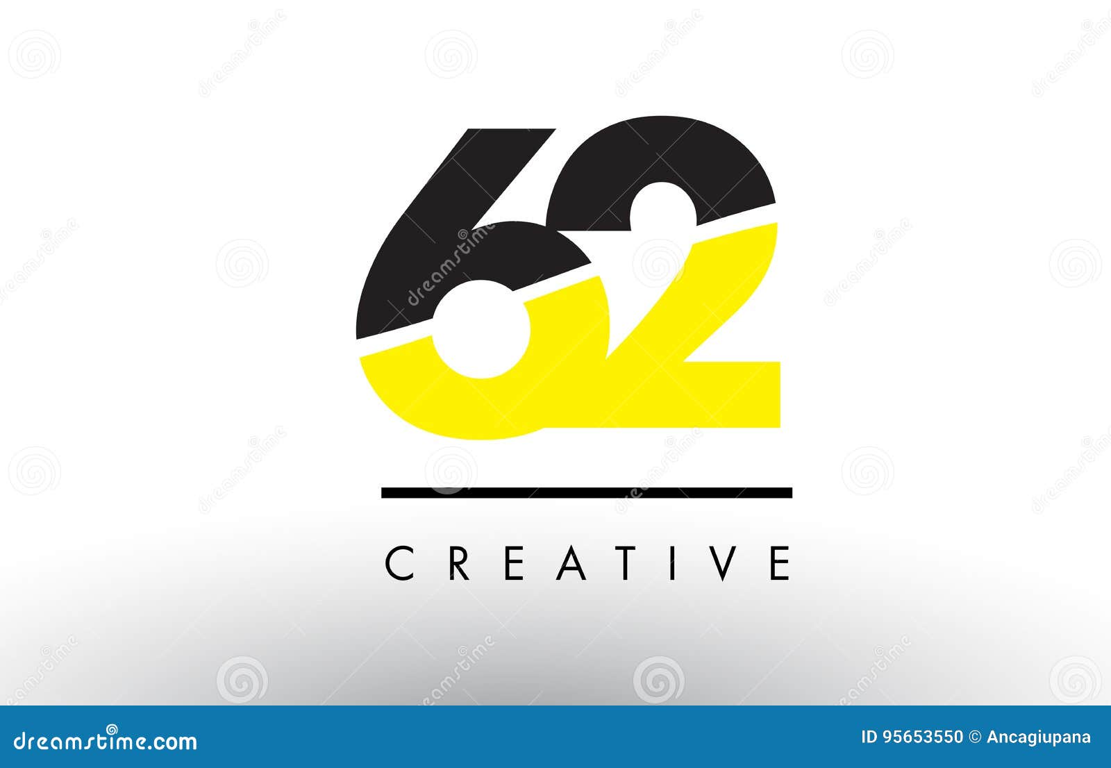 62 Black and Yellow Number Logo Design. Stock Vector - Illustration of ...