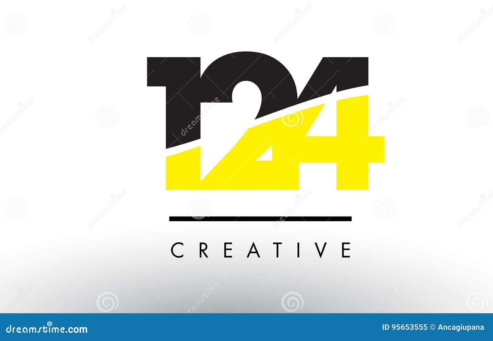 124 Black and Yellow Number Logo Design. Stock Vector - Illustration of ...