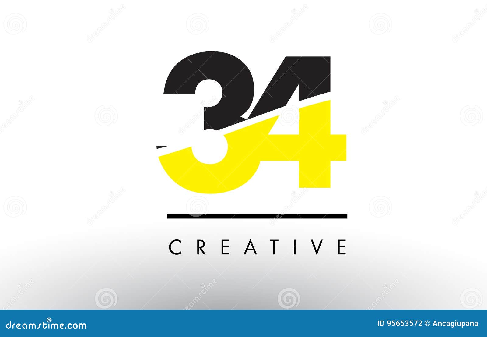 34 Black and Yellow Number Logo Design. Stock Vector - Illustration of ...