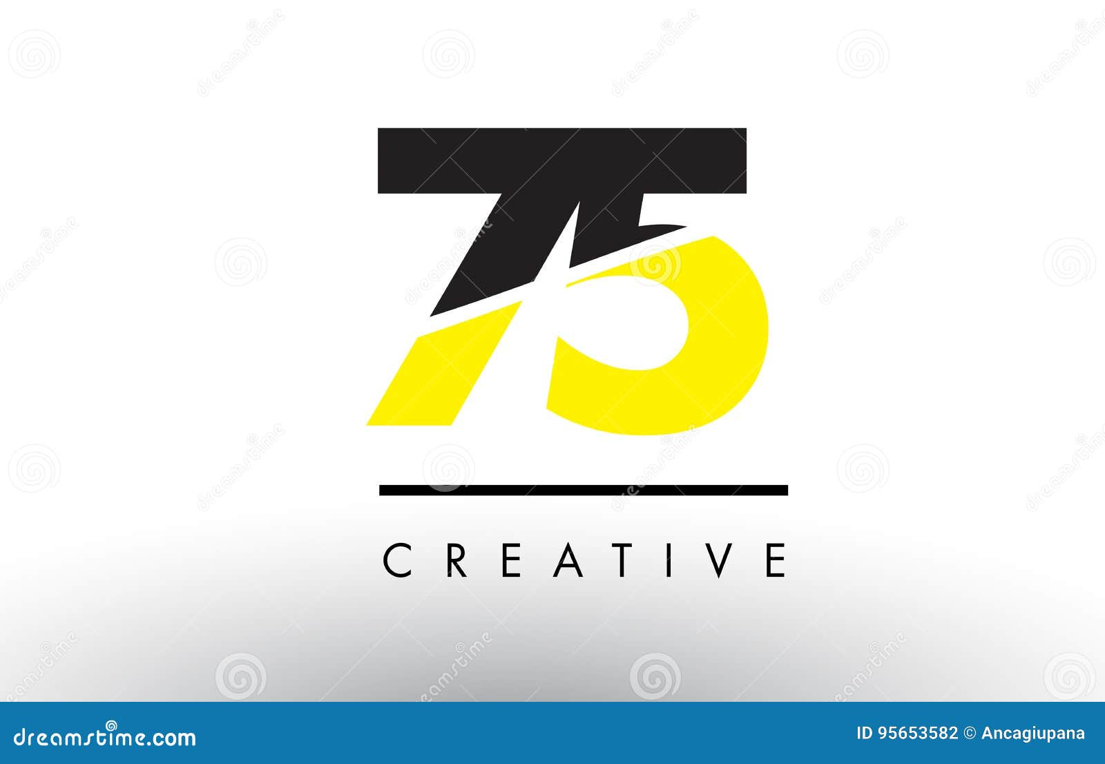 75 Black and Yellow Number Logo Design. Stock Vector - Illustration of ...