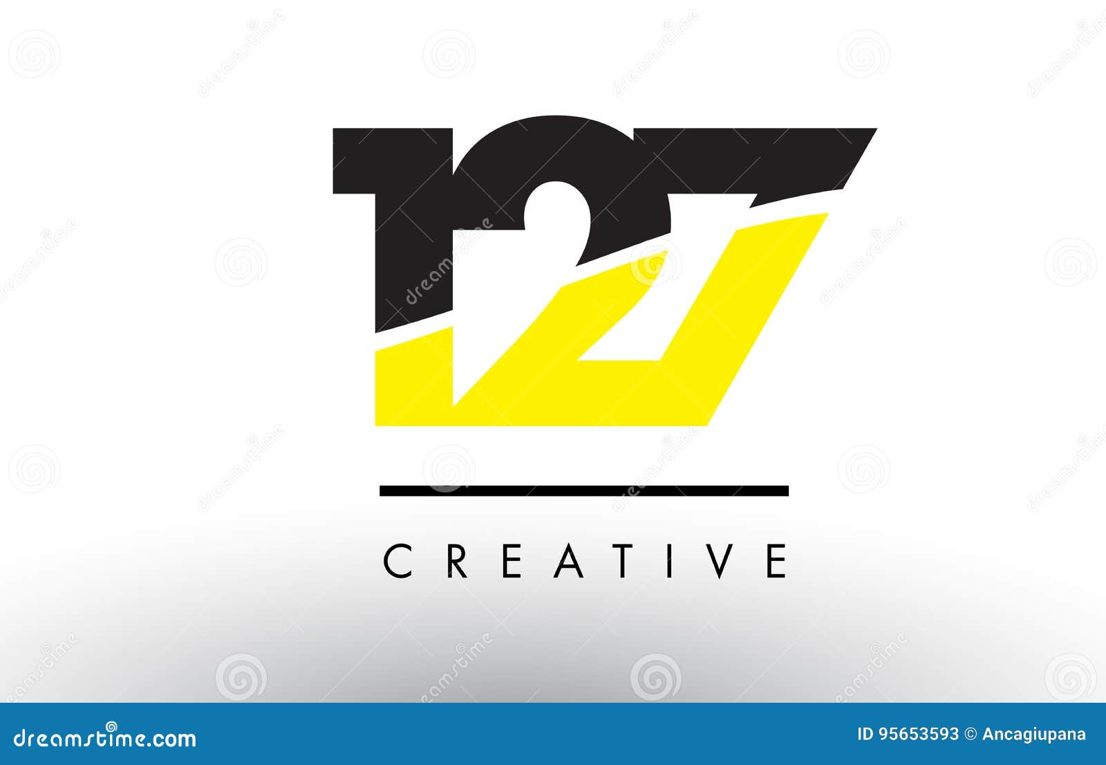 127 Black and Yellow Number Logo Design. Stock Vector - Illustration of ...