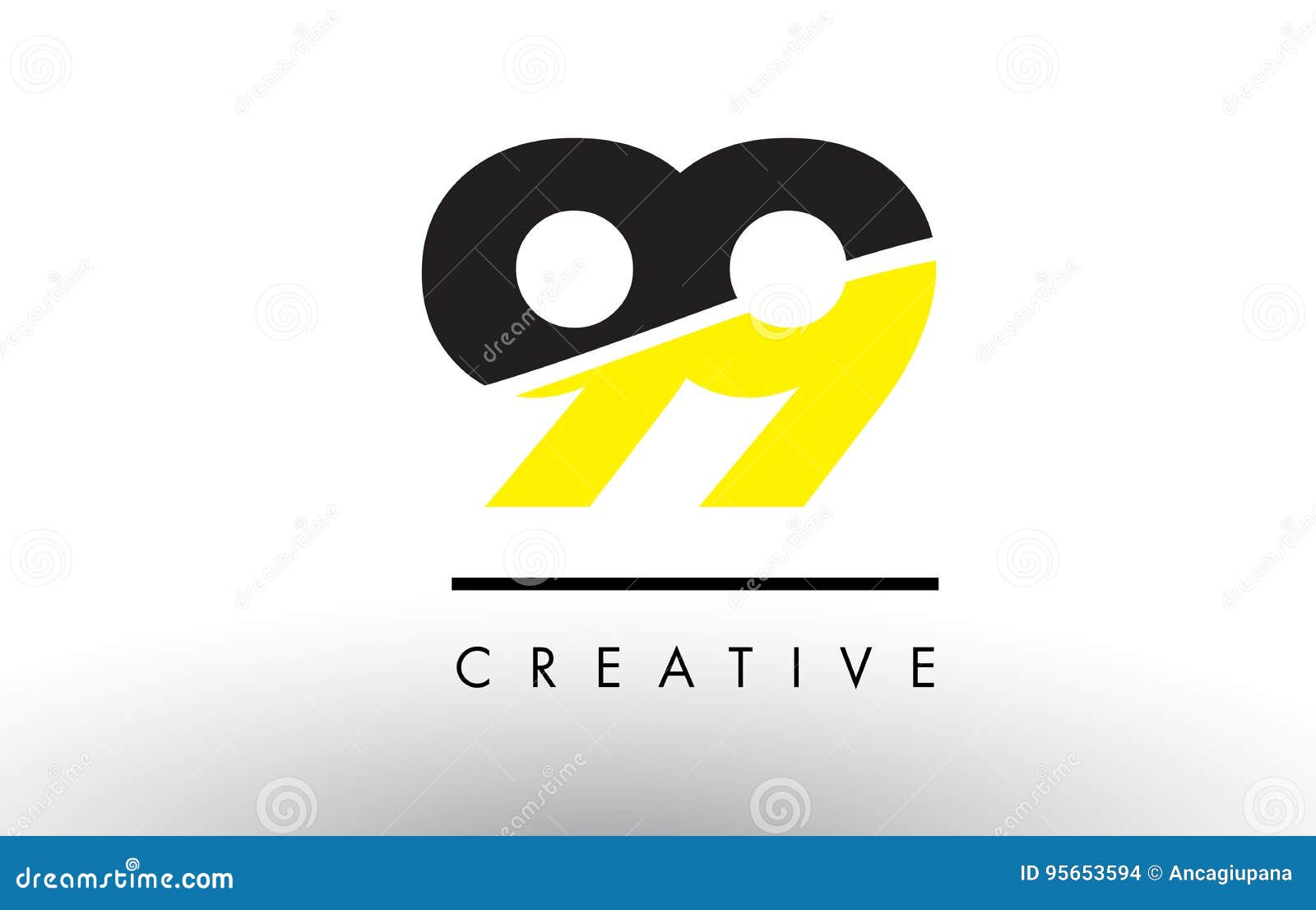 99 Black and Yellow Number Logo Design. Stock Vector - Illustration of ...