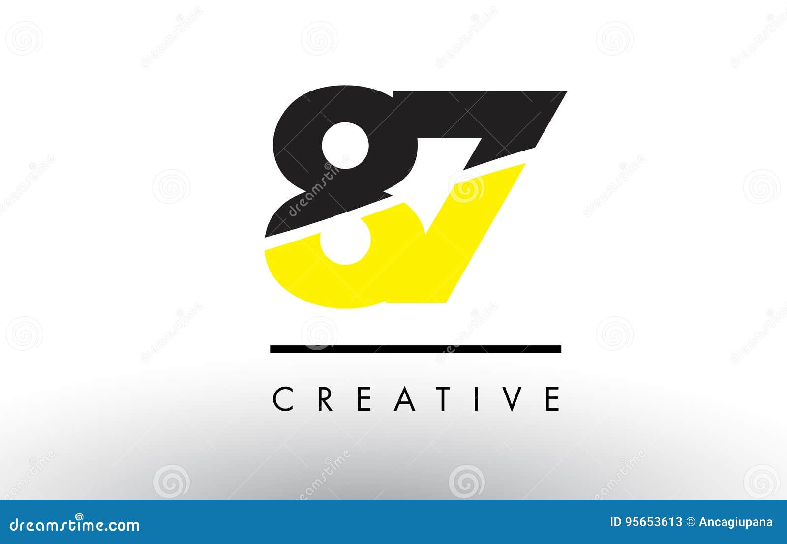 87 Black and Yellow Number Logo Design. Stock Vector - Illustration of ...
