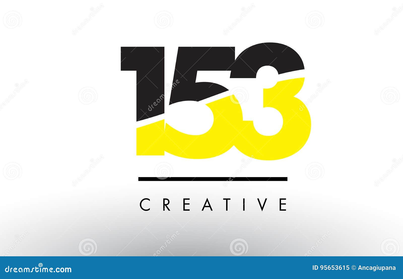 153 Black and Yellow Number Logo Design. Stock Vector - Illustration of ...