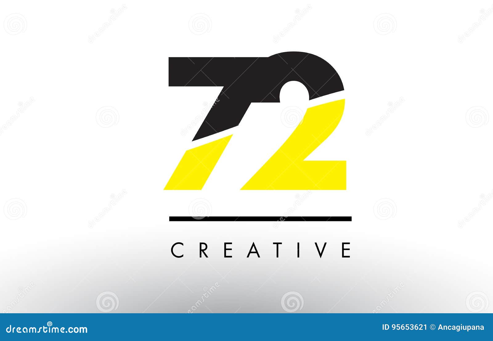 72 Black and Yellow Number Logo Design. Stock Vector - Illustration of ...