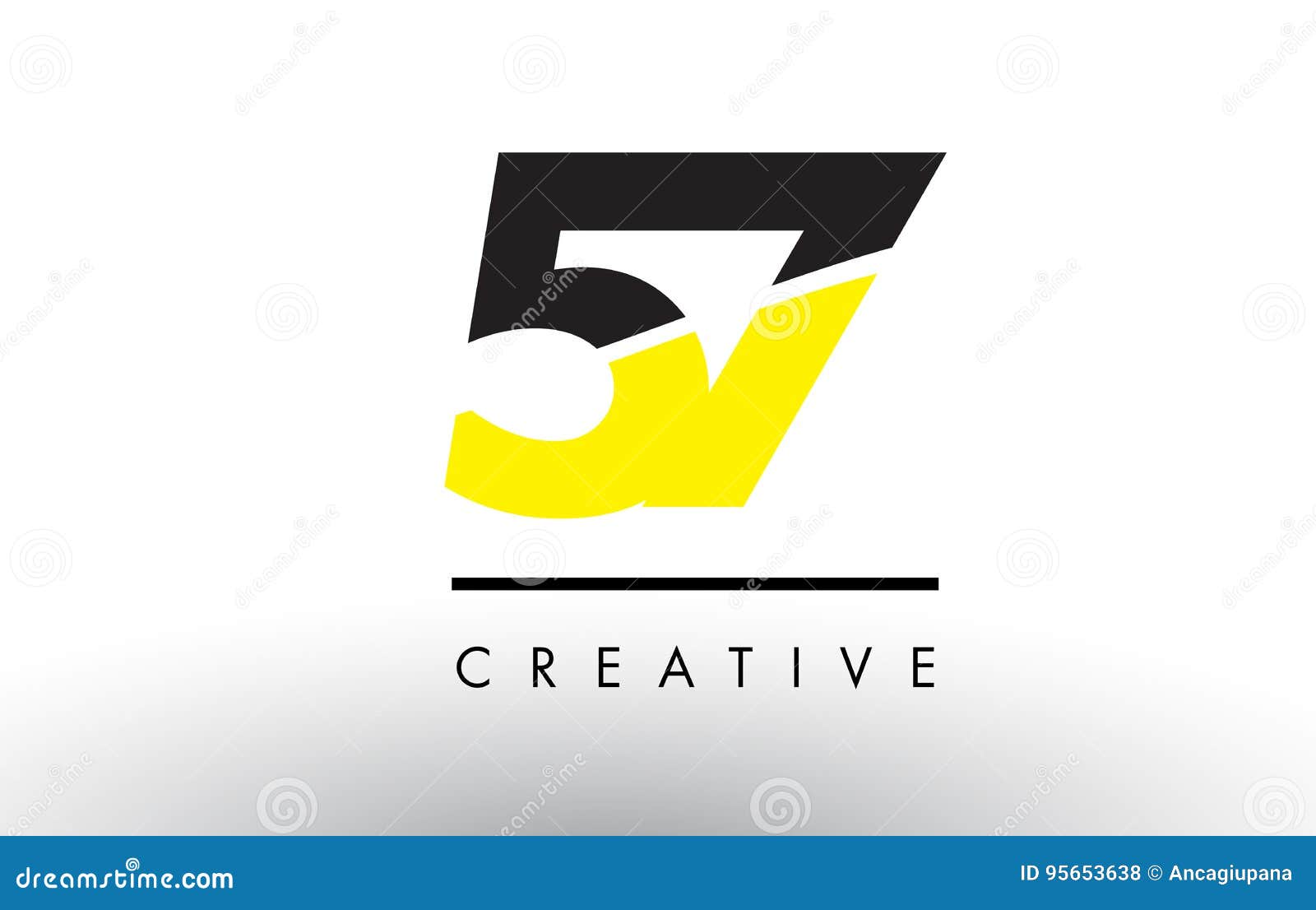 57 Black and Yellow Number Logo Design. Stock Vector - Illustration of ...