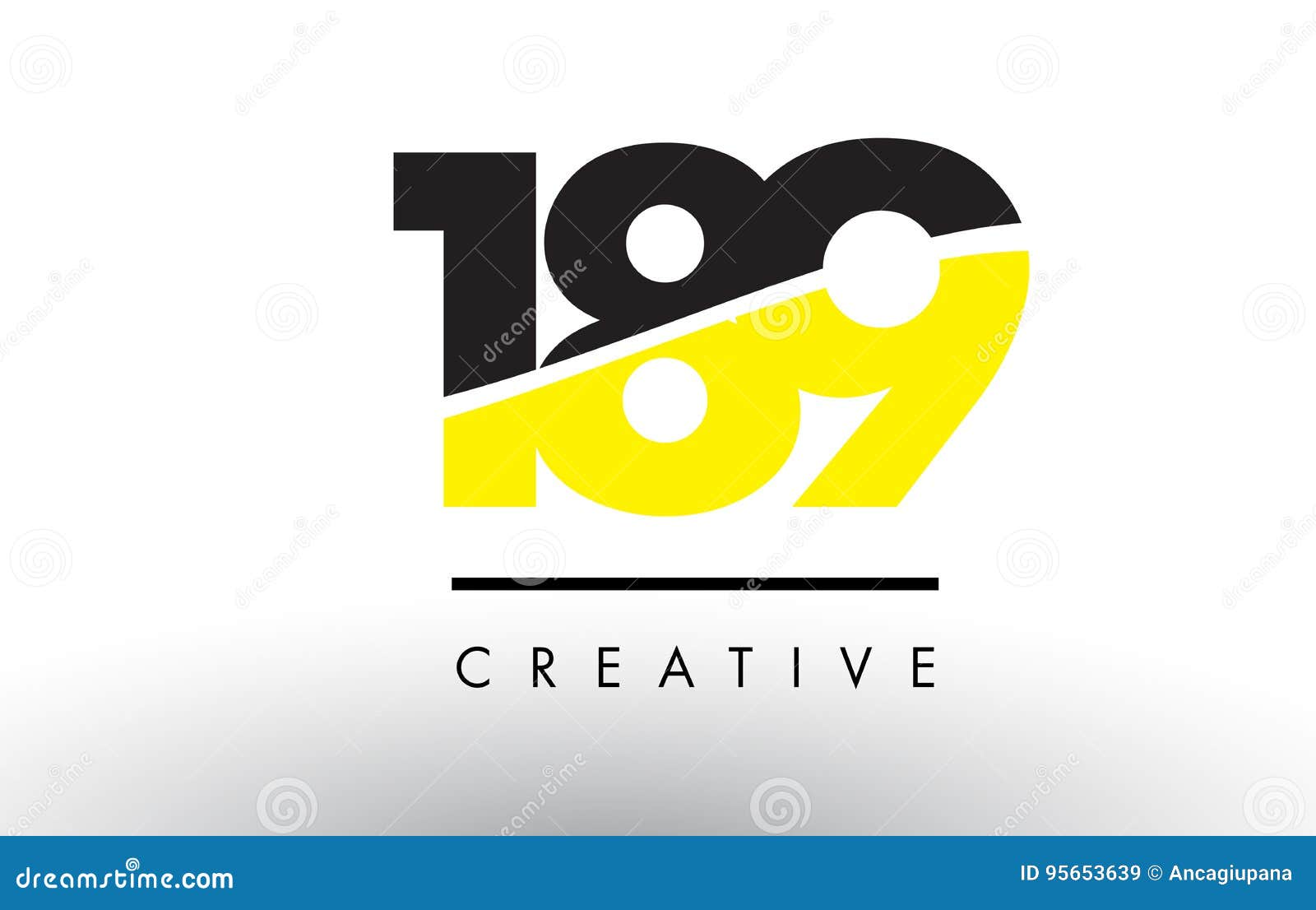 189 Black and Yellow Number Logo Design. Stock Vector - Illustration of ...