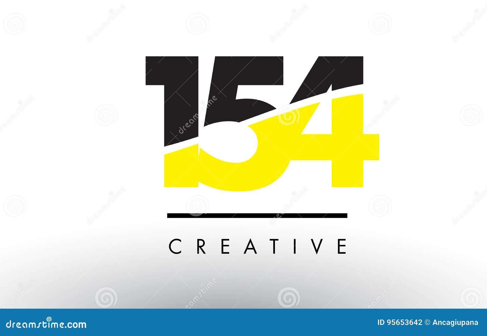 154 Black and Yellow Number Logo Design. Stock Vector - Illustration of ...
