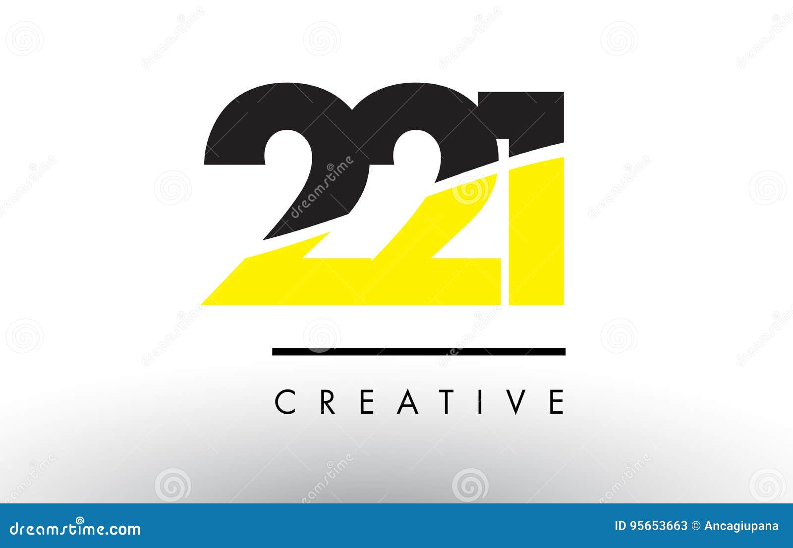 221 Black and Yellow Number Logo Design. Stock Vector - Illustration of ...