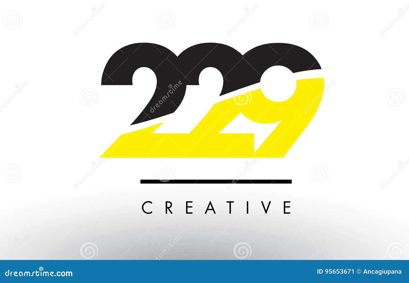 229 Black and Yellow Number Logo Design. Stock Vector - Illustration of ...