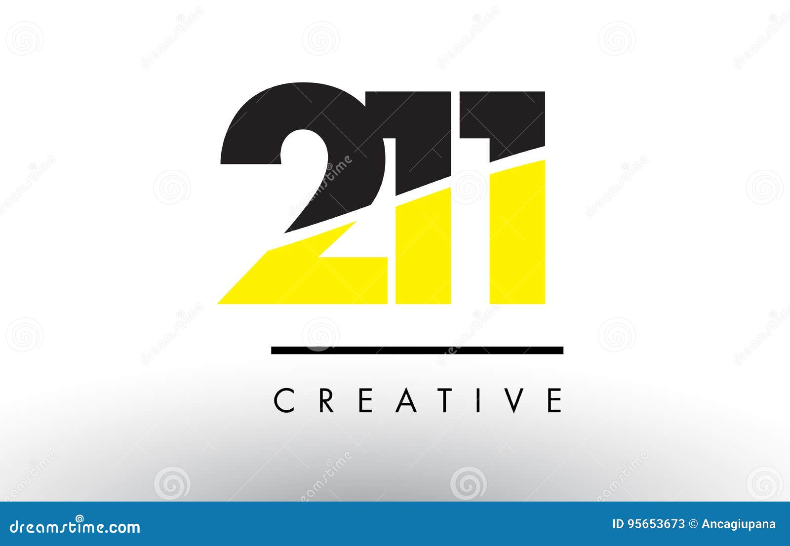 211 Black and Yellow Number Logo Design. Stock Vector - Illustration of ...