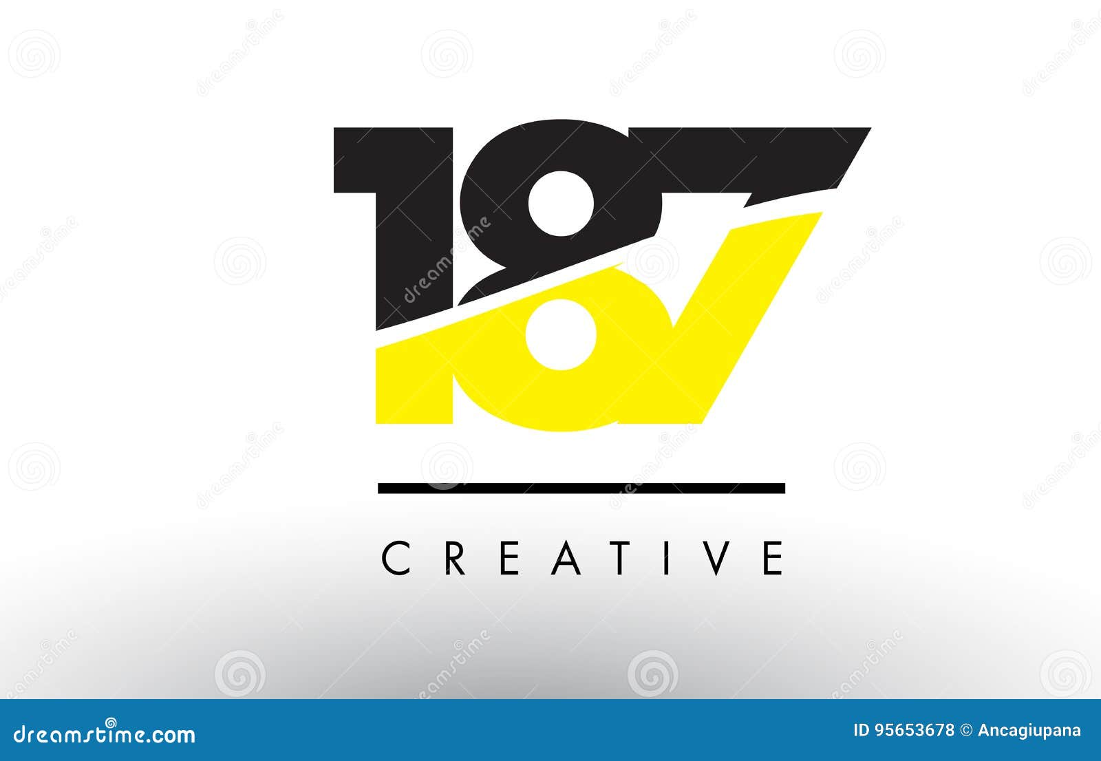 187 Black and Yellow Number Logo Design. Stock Vector - Illustration of ...