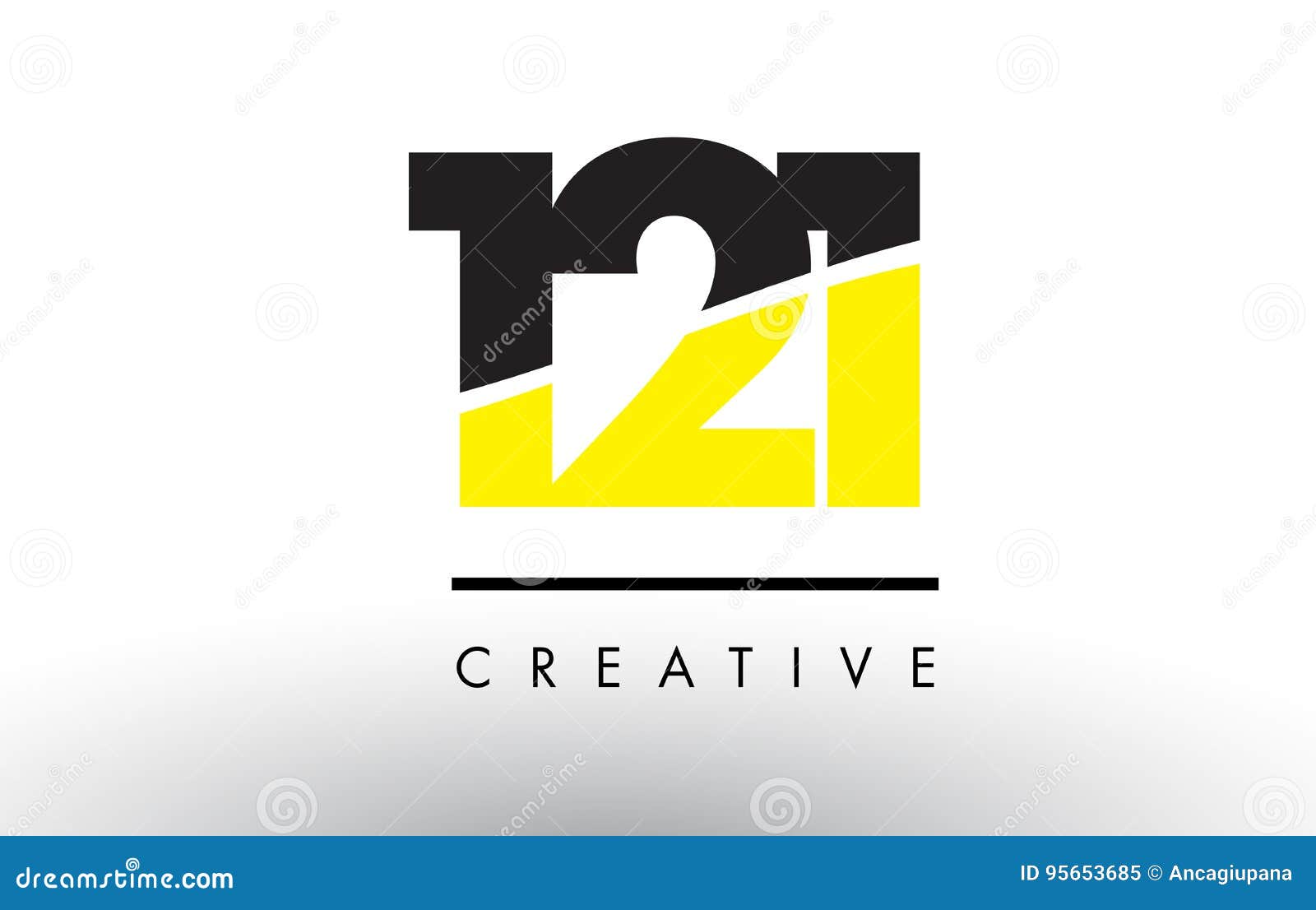 121 Black and Yellow Number Logo Design. Stock Vector - Illustration of ...