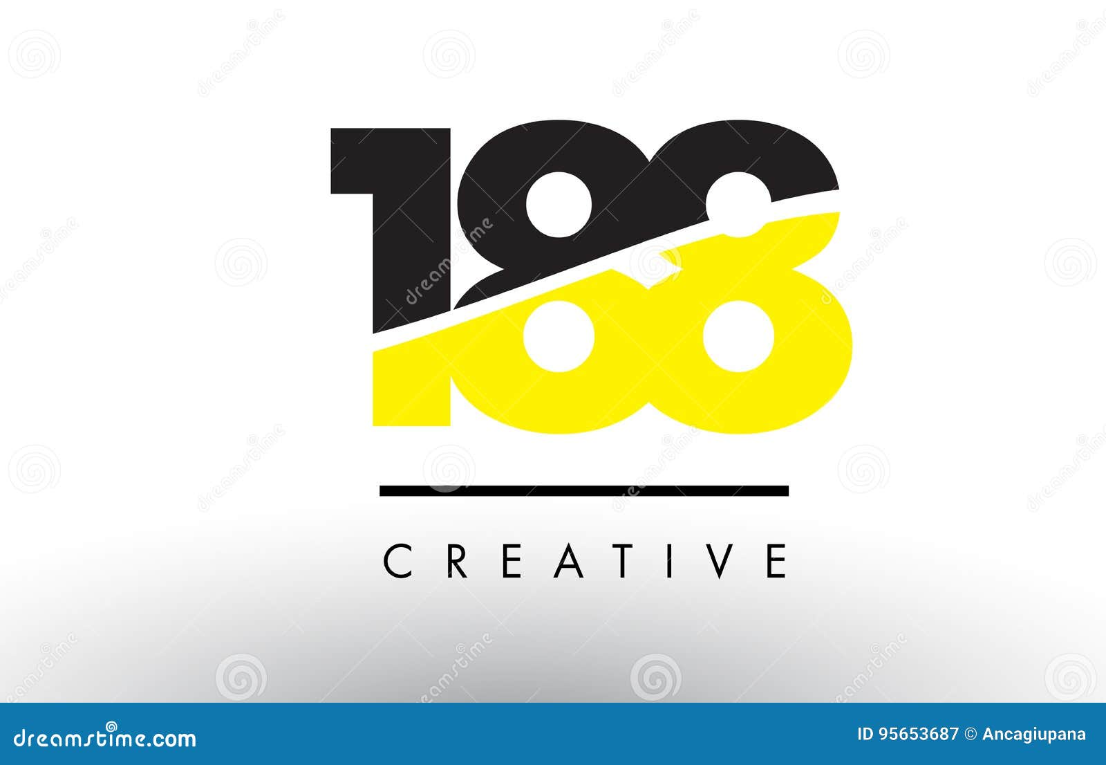 188 Black and Yellow Number Logo Design. Stock Vector - Illustration of ...
