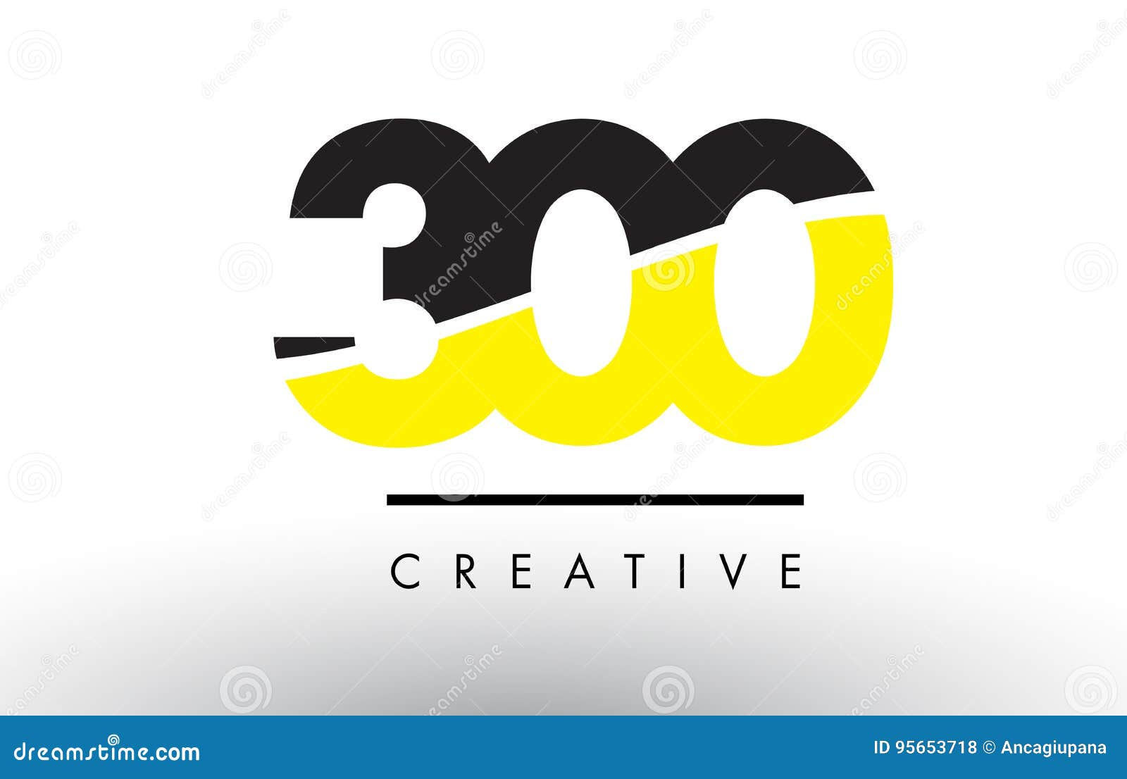 300 Black and Yellow Number Logo Design. Stock Vector - Illustration of ...
