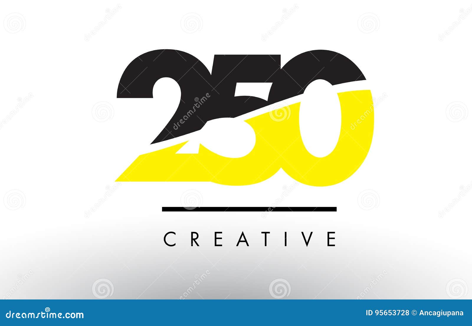 250 Black and Yellow Number Logo Design. Stock Vector - Illustration of ...