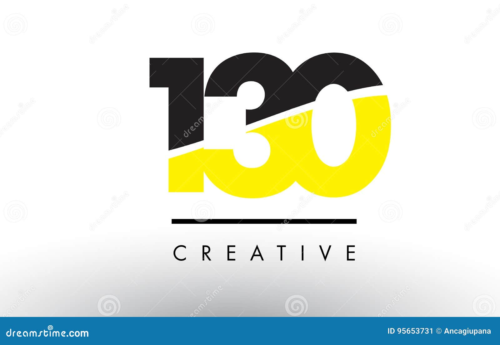 130 Black and Yellow Number Logo Design. Stock Vector - Illustration of ...