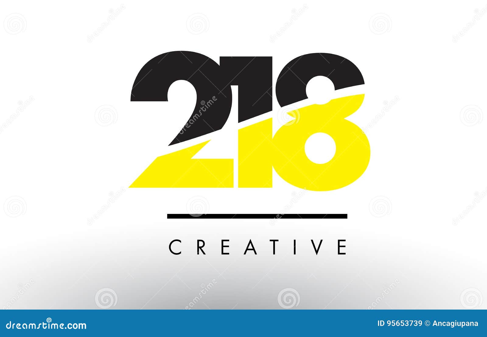 218 Black and Yellow Number Logo Design. Stock Vector - Illustration of ...