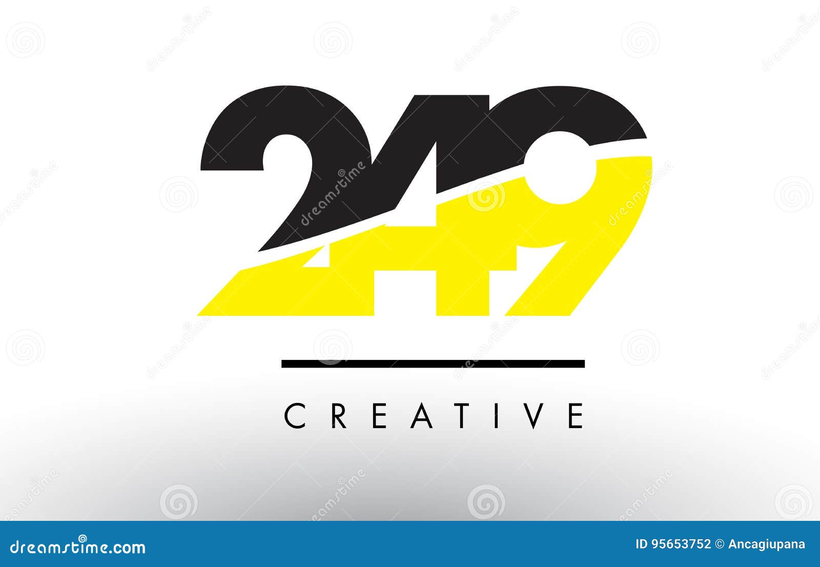 249 Black and Yellow Number Logo Design. Stock Vector - Illustration of ...