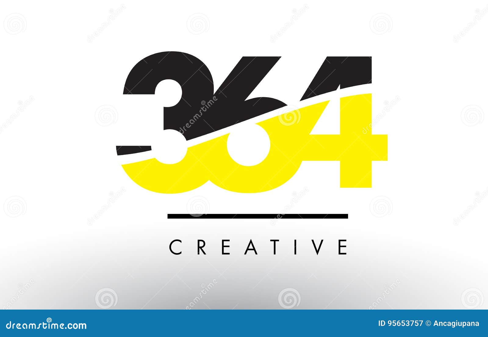 364 Black and Yellow Number Logo Design. Stock Vector - Illustration of ...
