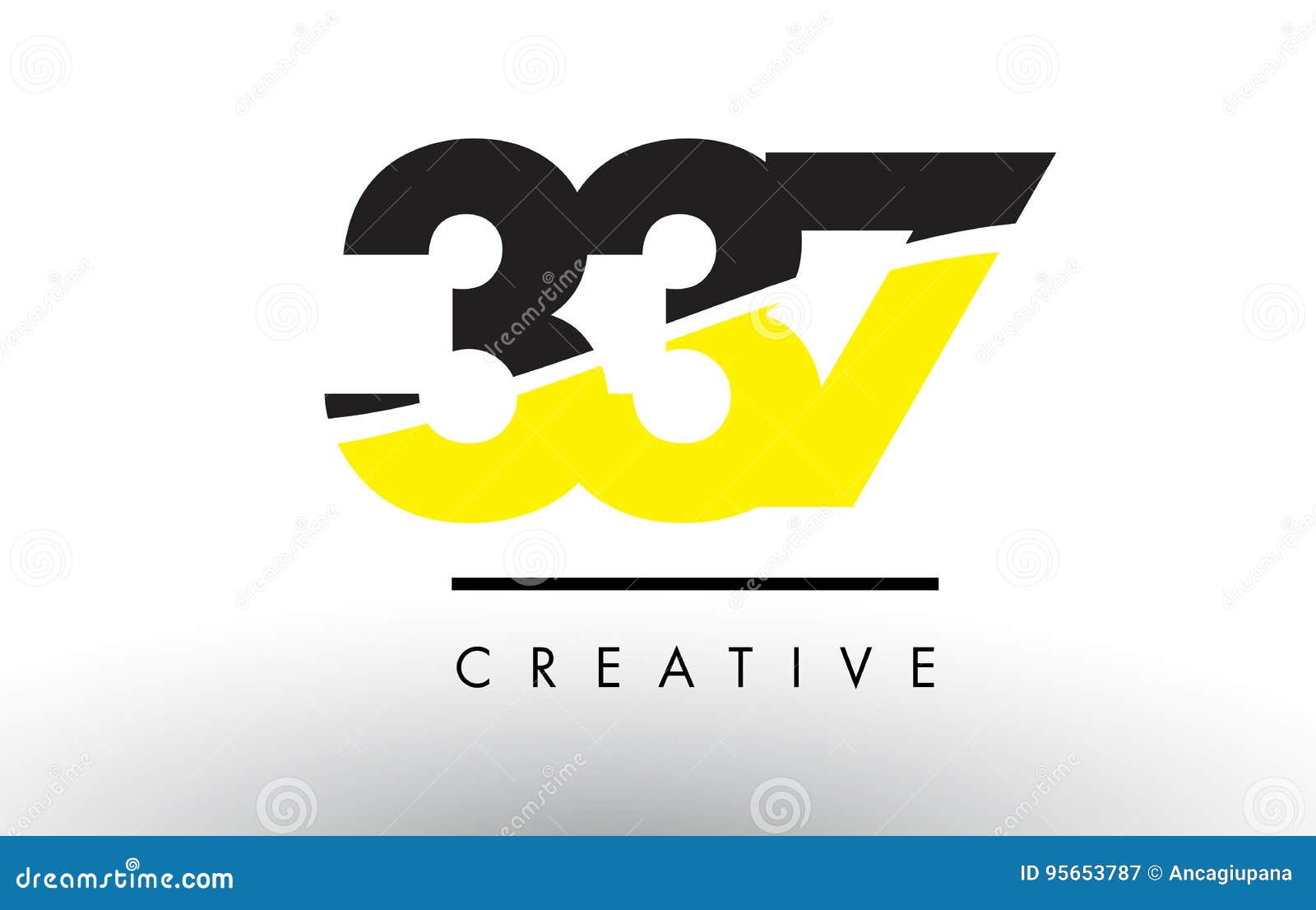 337 Black and Yellow Number Logo Design. Stock Vector - Illustration of ...