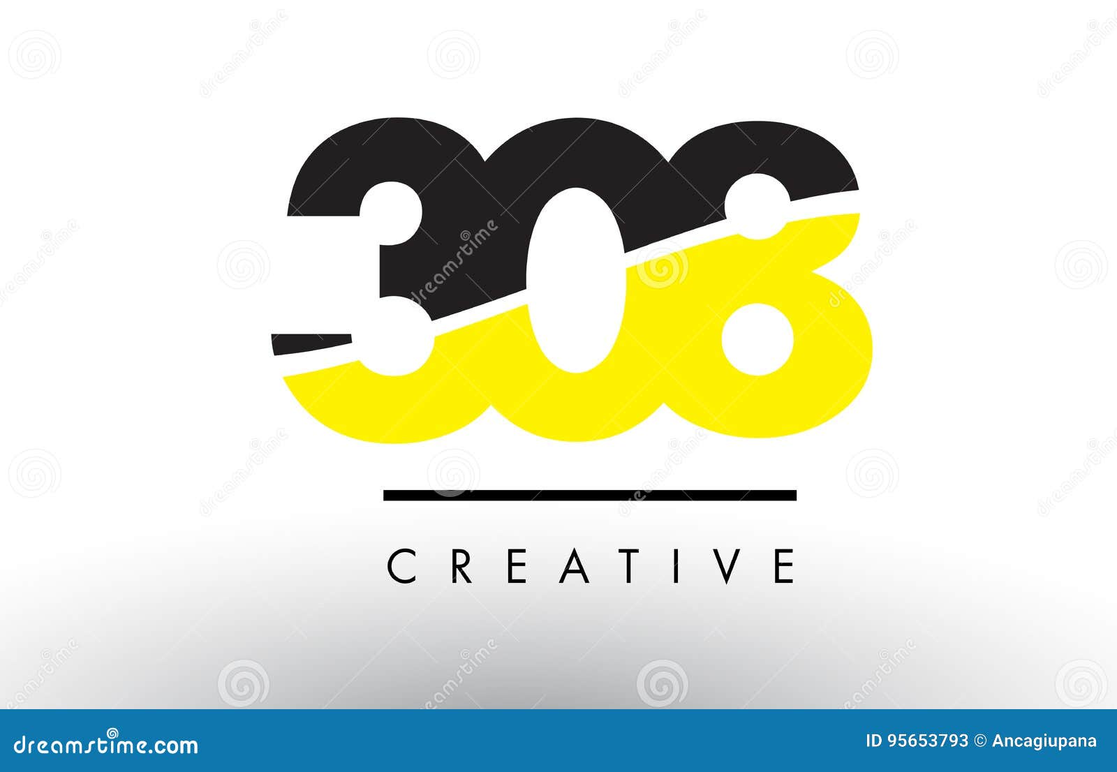 308 Black and Yellow Number Logo Design. Stock Vector - Illustration of ...