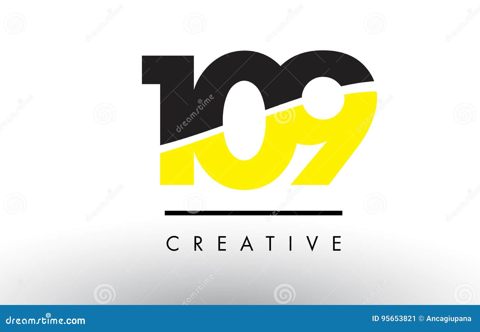 109 Black and Yellow Number Logo Design. Stock Vector - Illustration of ...