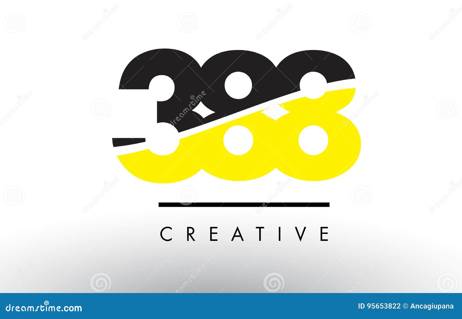 388 Black and Yellow Number Logo Design. Stock Vector - Illustration of ...