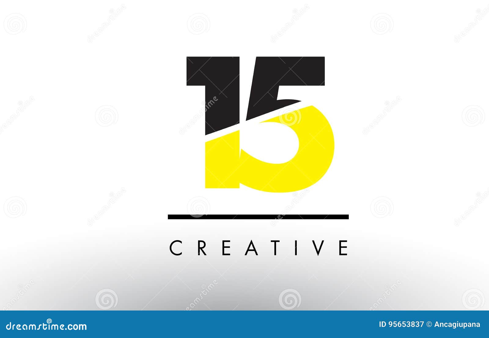 15 Black and Yellow Number Logo Design. Stock Vector - Illustration of ...