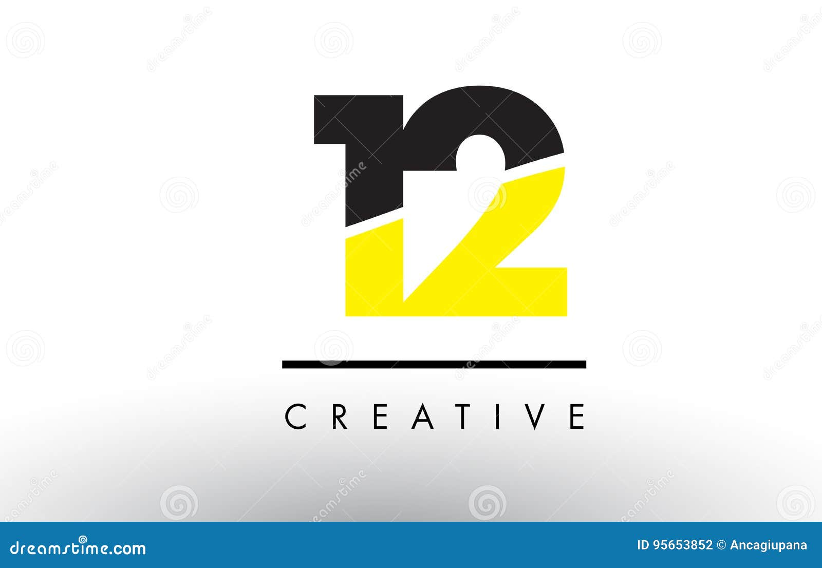12 Black and Yellow Number Logo Design. Stock Vector - Illustration of ...