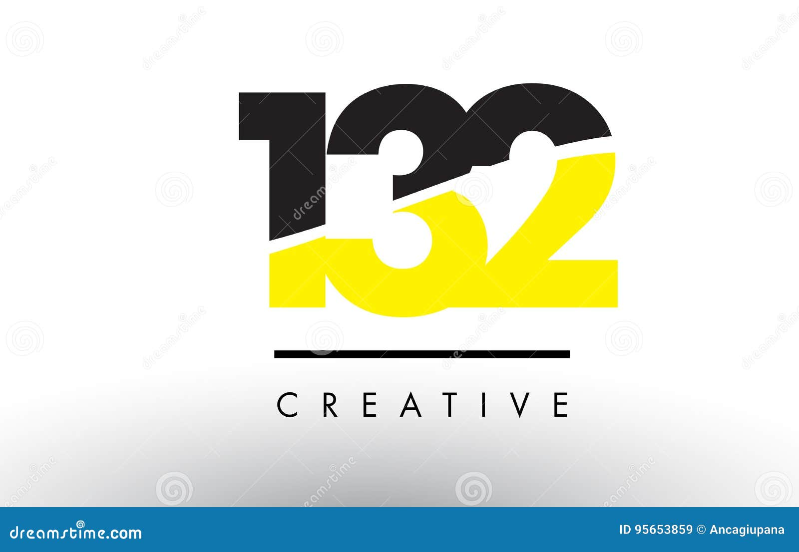 132 Black and Yellow Number Logo Design. Stock Vector - Illustration of ...