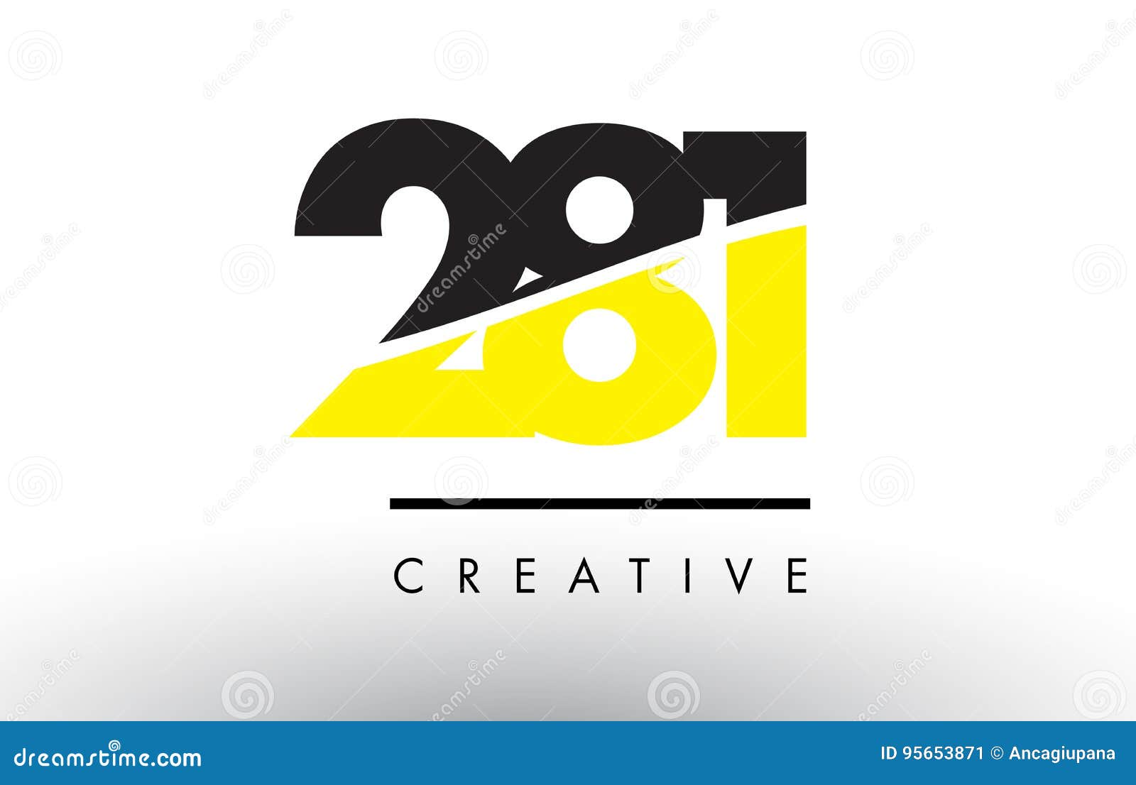 281 Black and Yellow Number Logo Design. Stock Vector - Illustration of ...