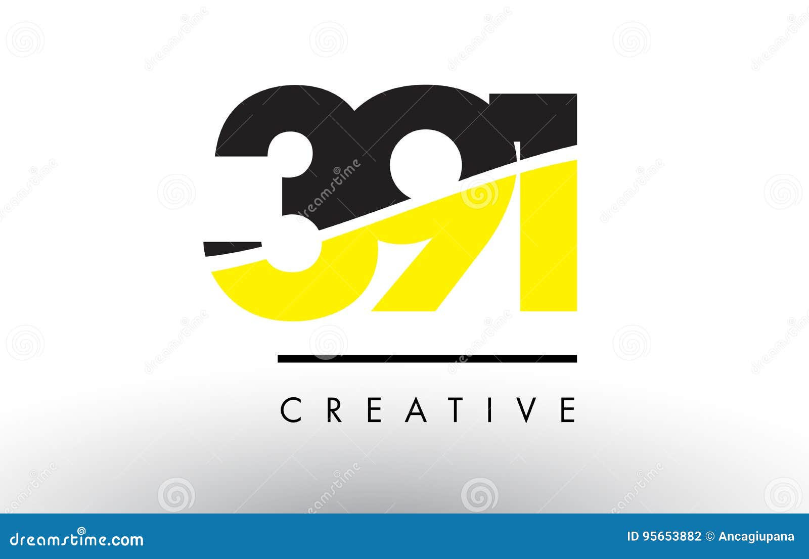 391 Black and Yellow Number Logo Design. Stock Vector - Illustration of ...