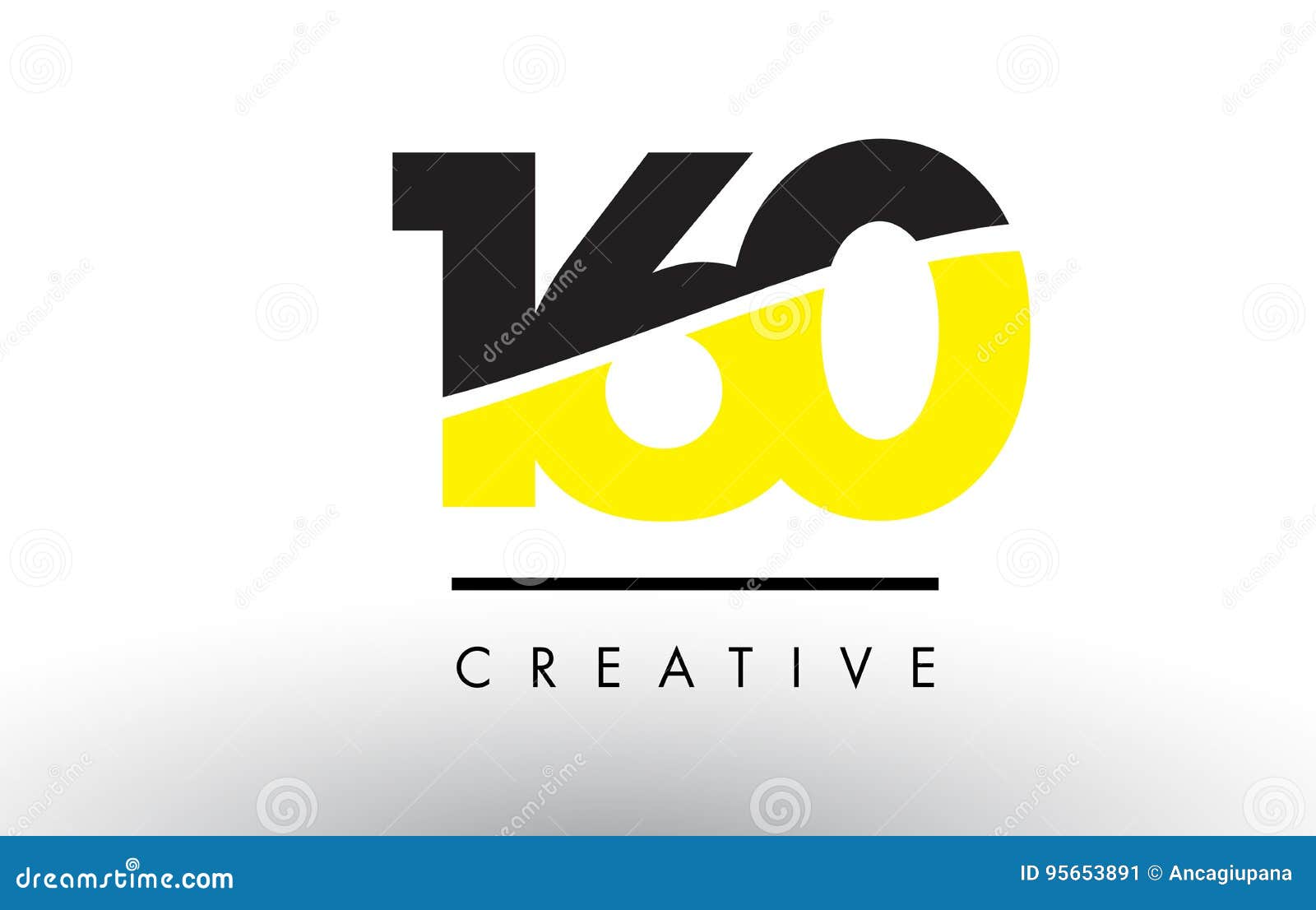 160 Black and Yellow Number Logo Design. Stock Vector - Illustration of ...