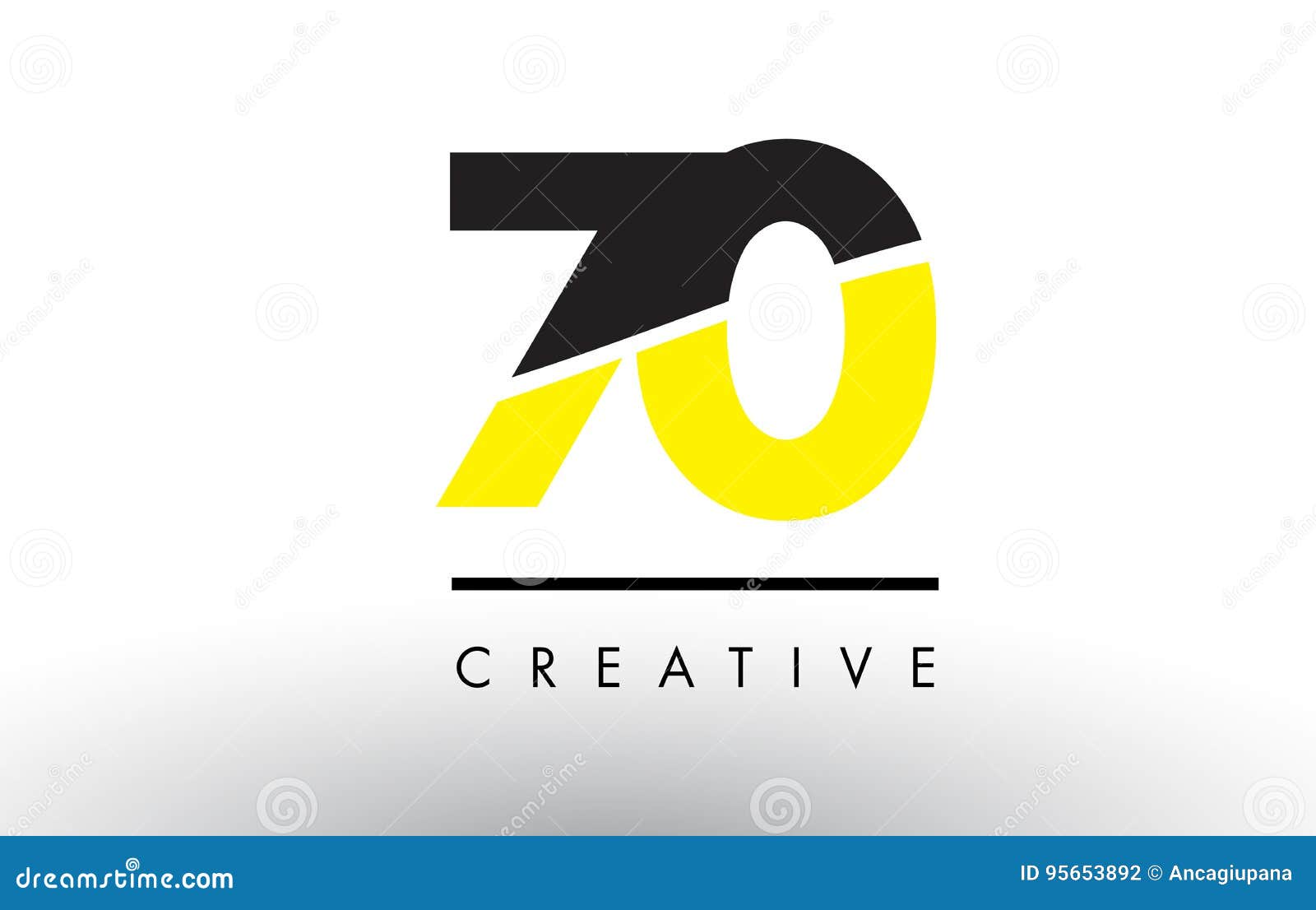 70 Black and Yellow Number Logo Design. Stock Vector - Illustration of ...
