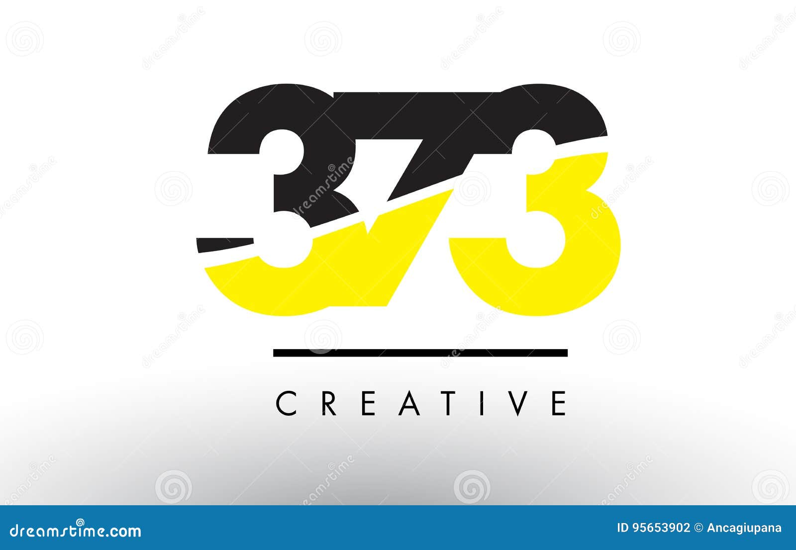 373 Black and Yellow Number Logo Design. Stock Vector - Illustration of ...