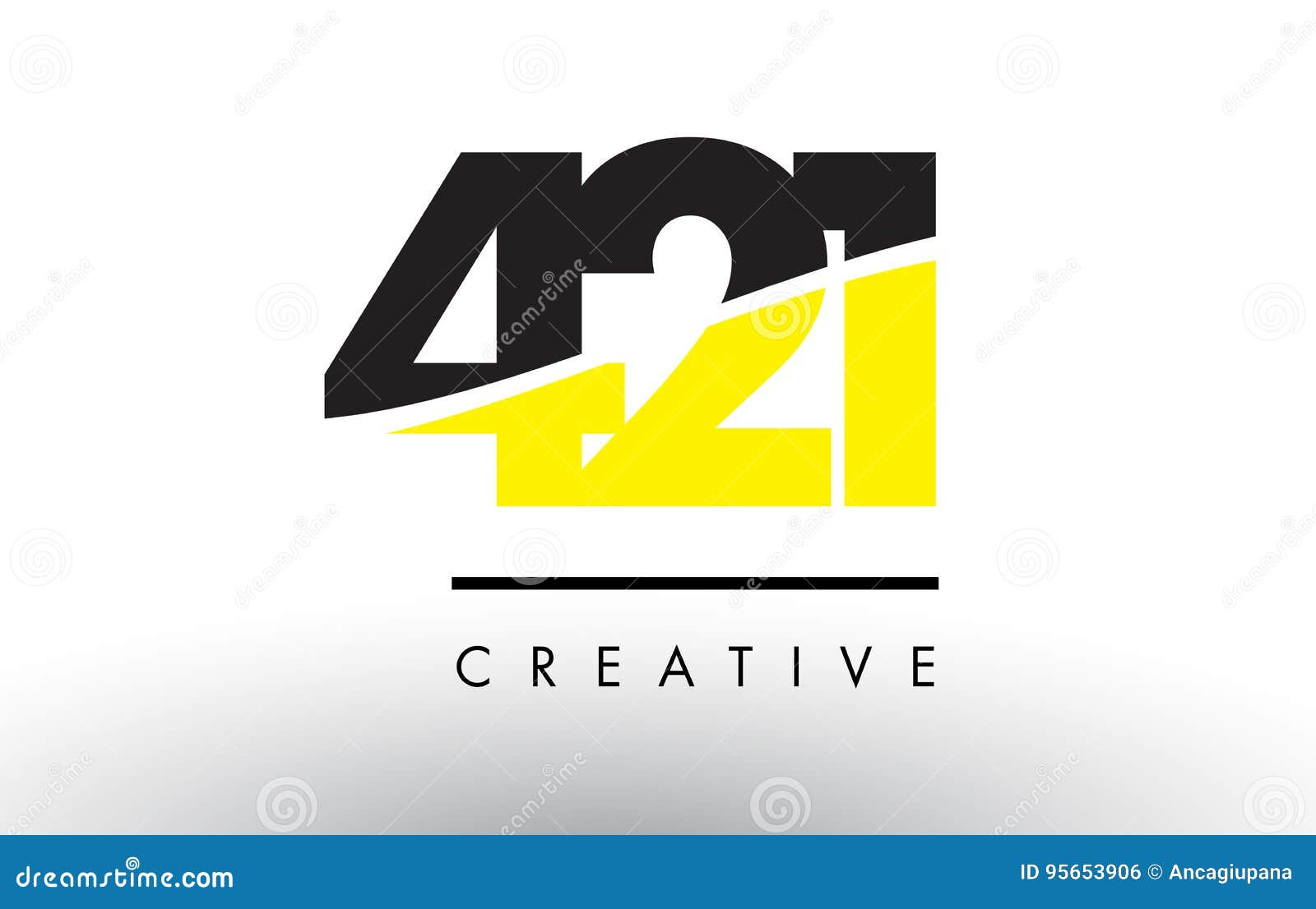 421 Black and Yellow Number Logo Design. Stock Vector - Illustration of ...