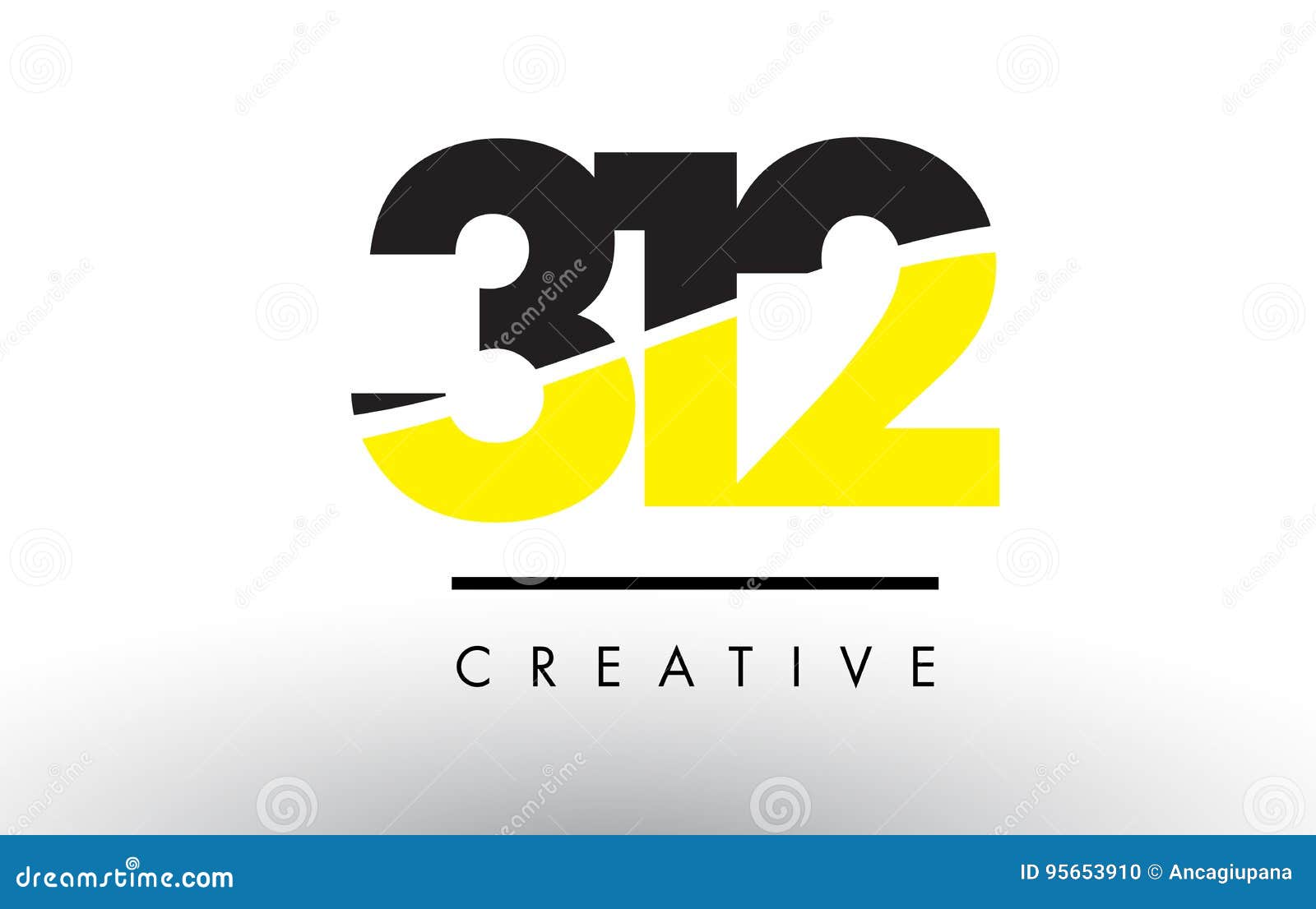 312 Black and Yellow Number Logo Design. Stock Vector - Illustration of ...