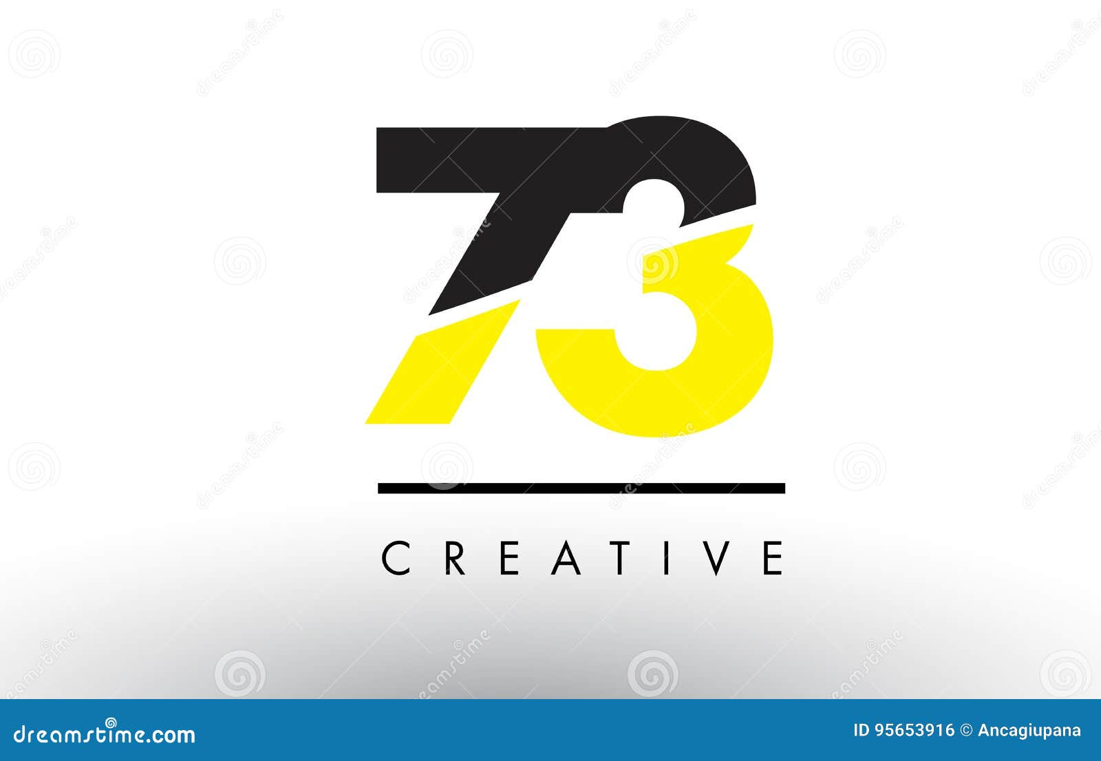 73 Black and Yellow Number Logo Design. Stock Vector - Illustration of ...