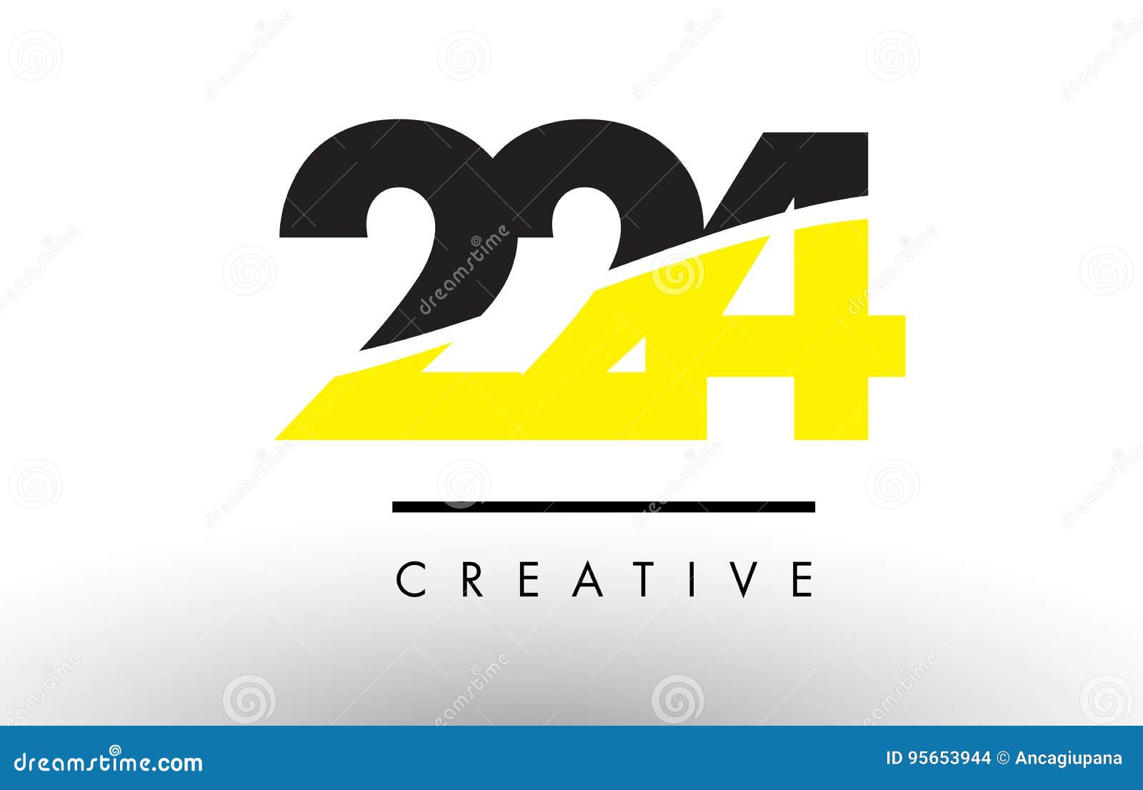 224 Black and Yellow Number Logo Design. Stock Vector - Illustration of ...
