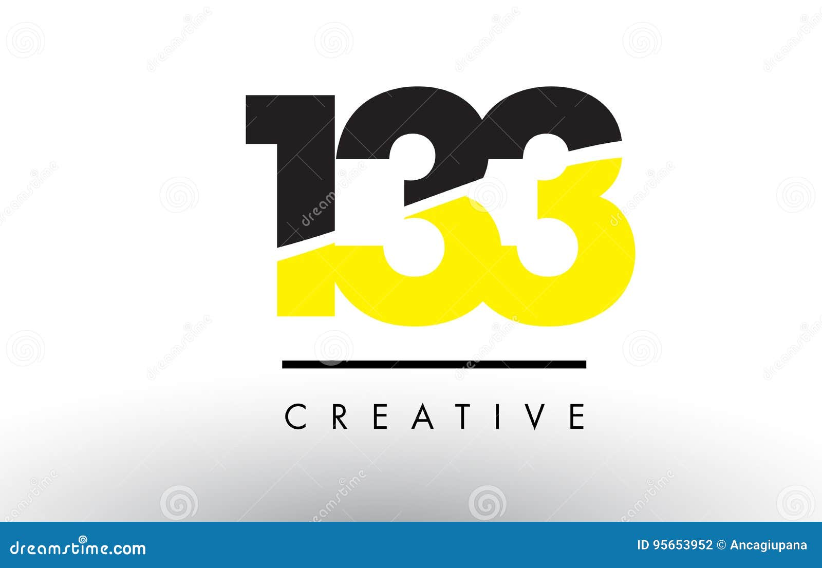 133 Black and Yellow Number Logo Design. Stock Vector - Illustration of ...